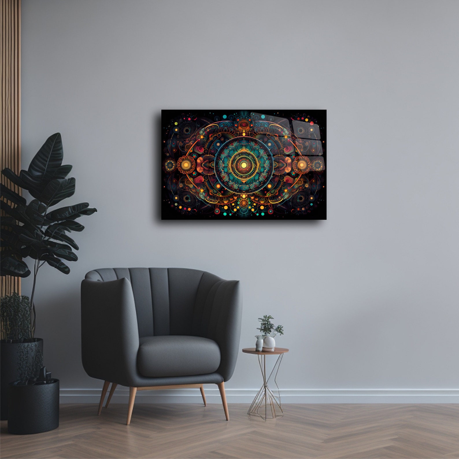 Sacred Geometry Glass Art Modern Tempered Glass Wall Hanging Art Decor ...