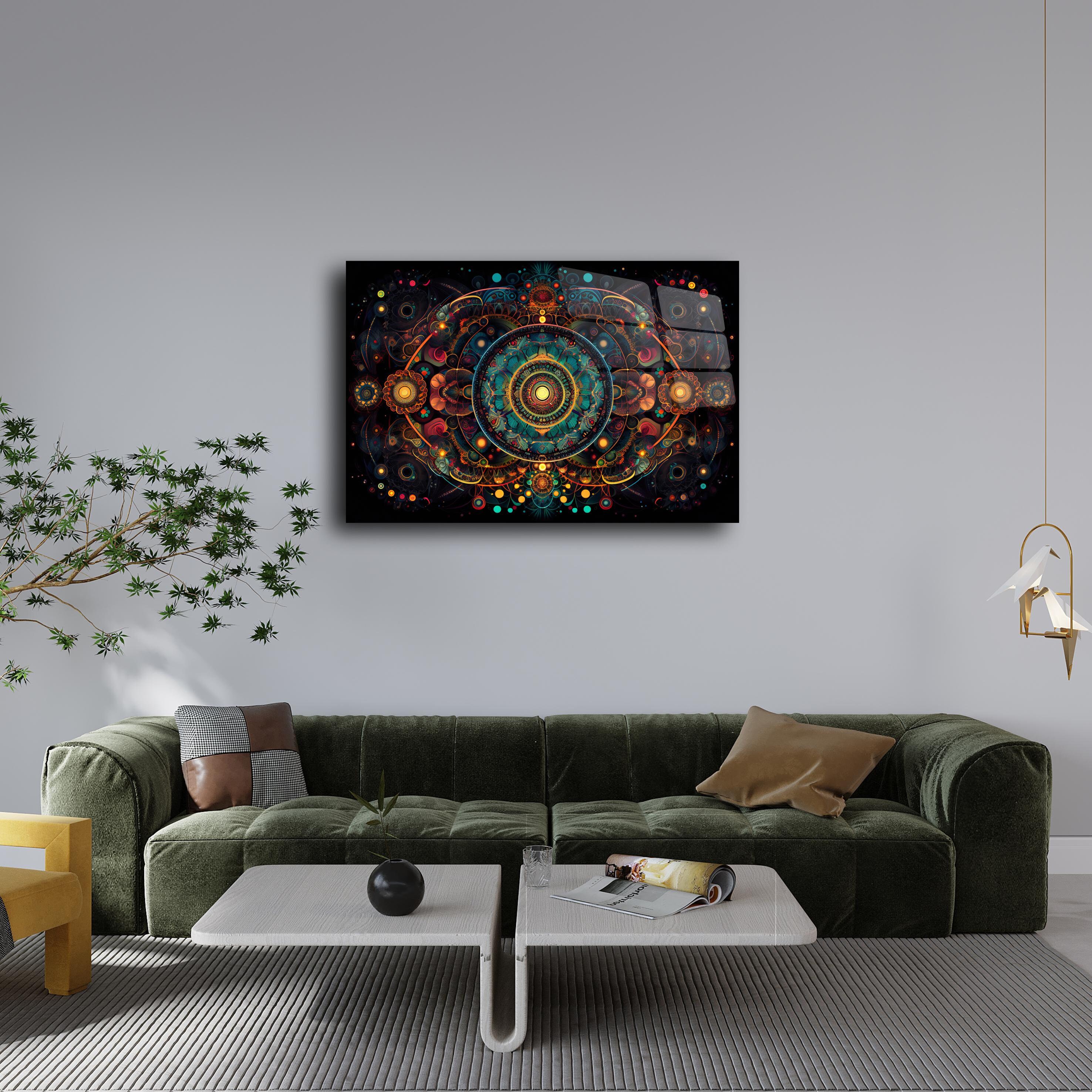 Sacred Geometry Glass Art Modern Tempered Glass Wall Hanging Art Decor ...