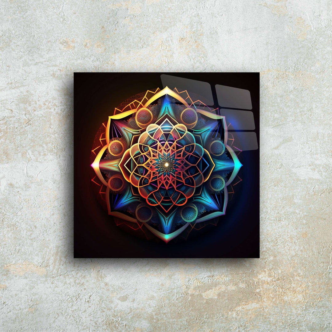 Sacred Geometry Art Modern Tempered Glass Wall Hanging Decor Art Life ...