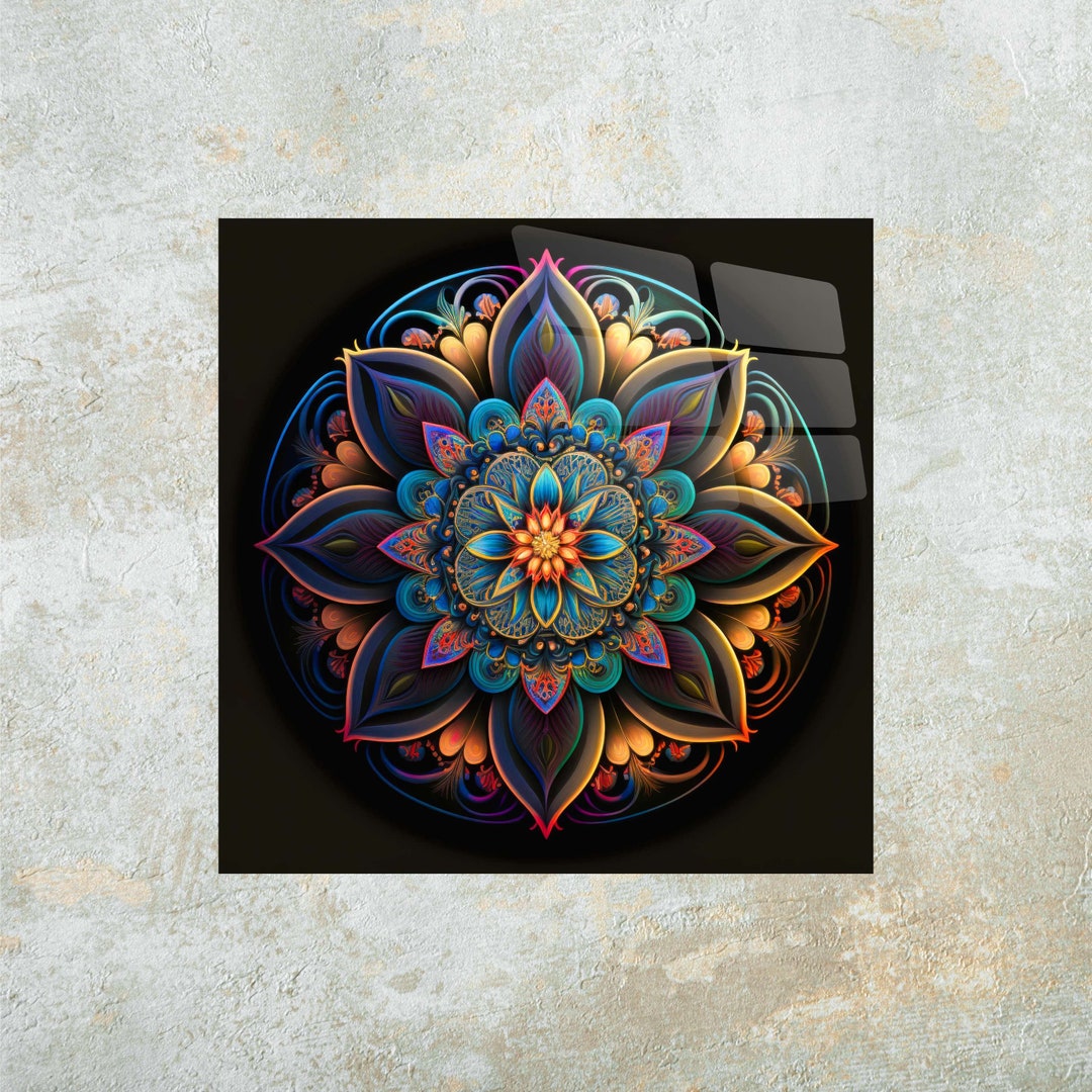 Sacred Geometry Art Modern Tempered Glass Wall Hanging Decor Art Life ...