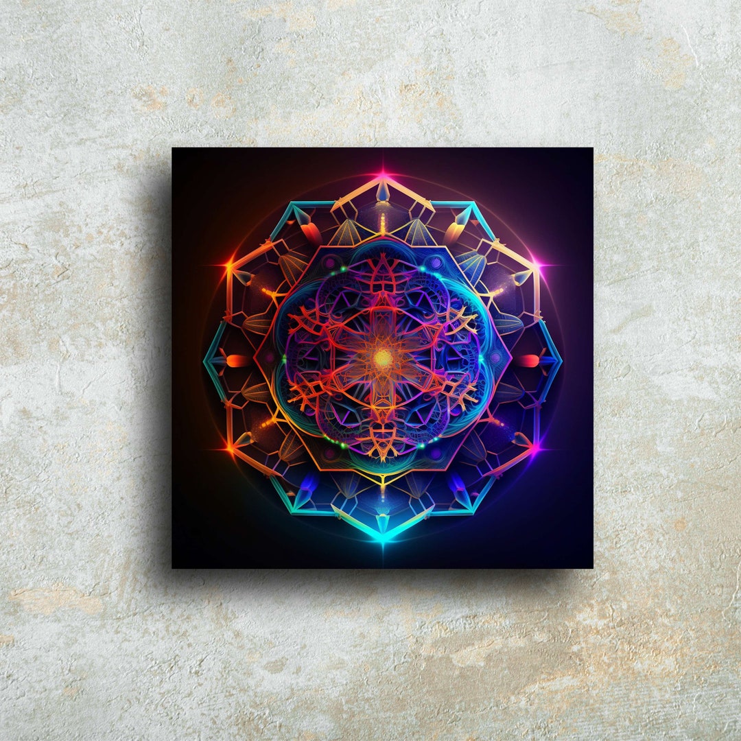 Sacred Geometry Art Modern Tempered Glass Wall Hanging Decor Art Life ...