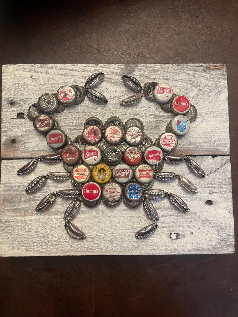 Upcycled Vintage Beer Bottle Cap Crab Art - Etsy