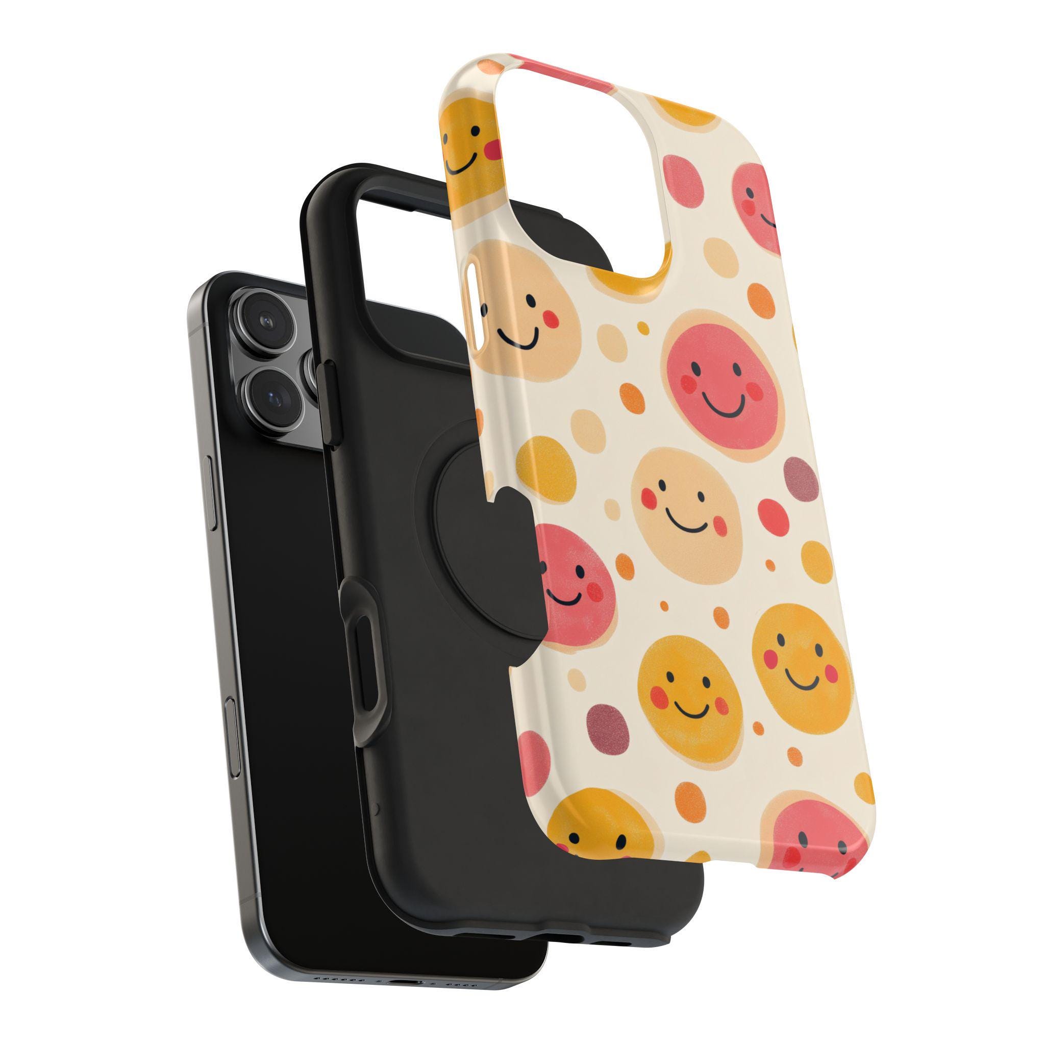 Smiley Face Phone Case Cute Happy Cover for iPhone 16, 15, 14, 13, 12 ...