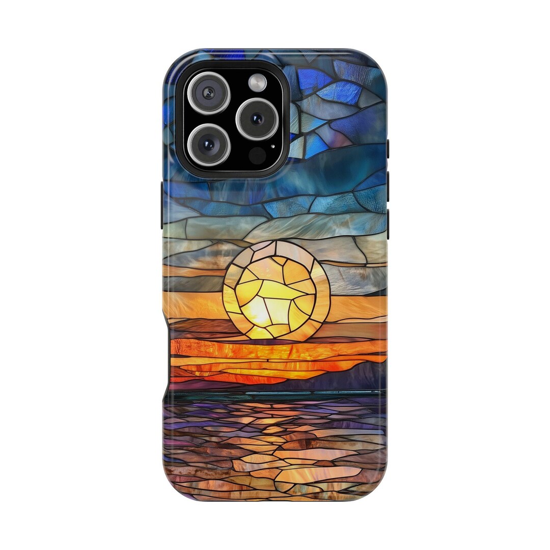 Stained Glass Beach Sunset Phone Case Stain Glass Cover for iPhone 16 ...