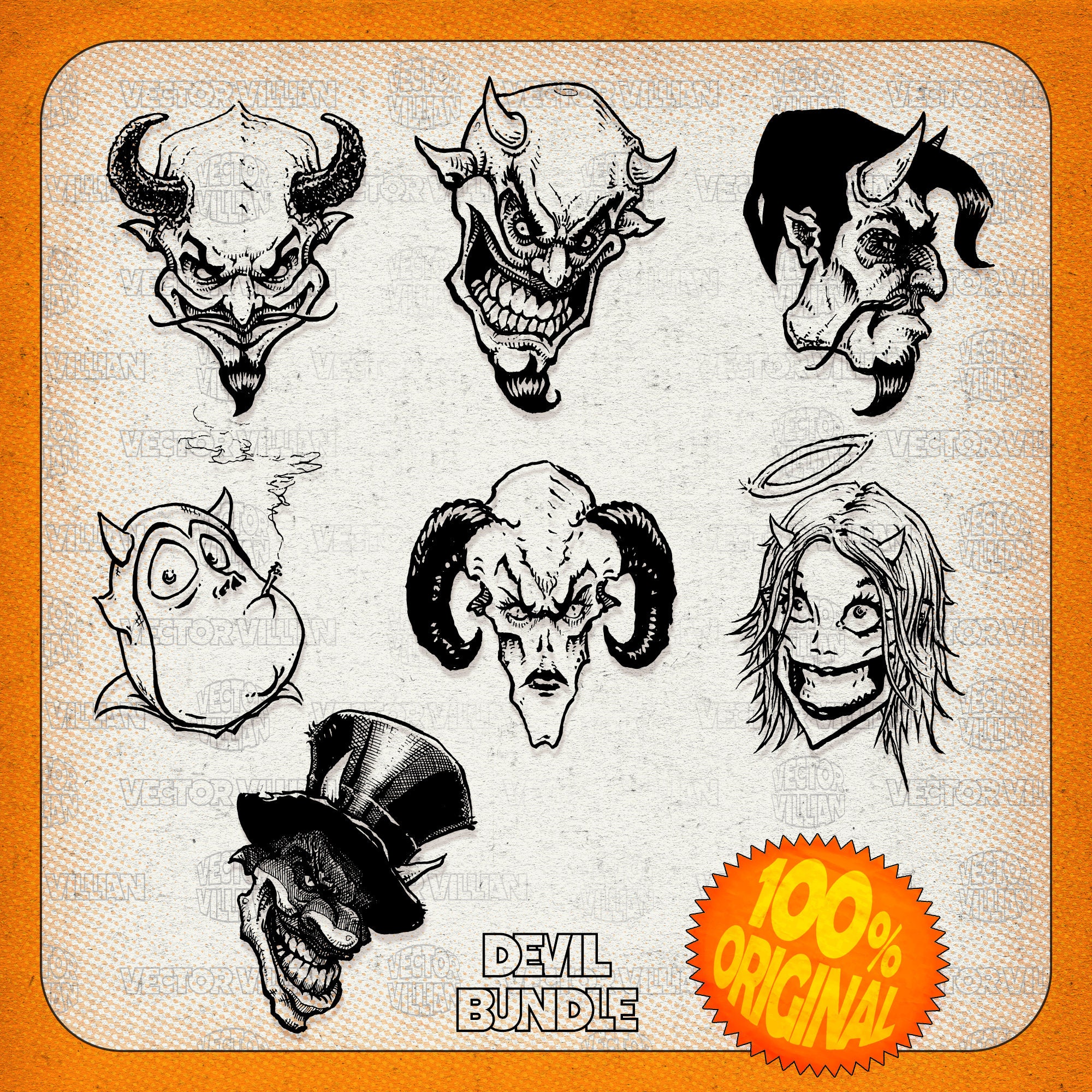 DEVILS SVG Bundle | 7 Devilish Characters Halloween Clipart Svg Vector ...