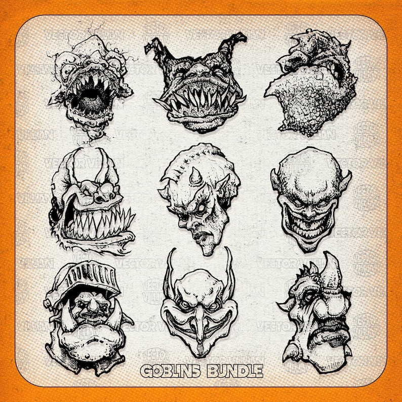 GOBLINS SVG Bundle | 9 Goblin Characters Halloween Clipart Svg Vector ...
