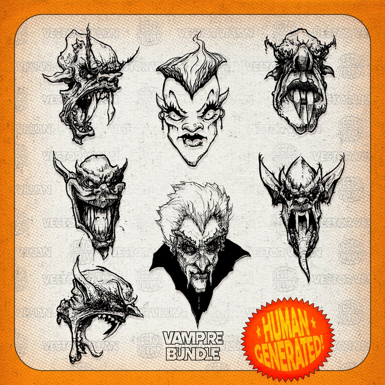 VAMPIRES SVG Bundle | 7 Vampire Characters Halloween Clipart Svg Vector ...