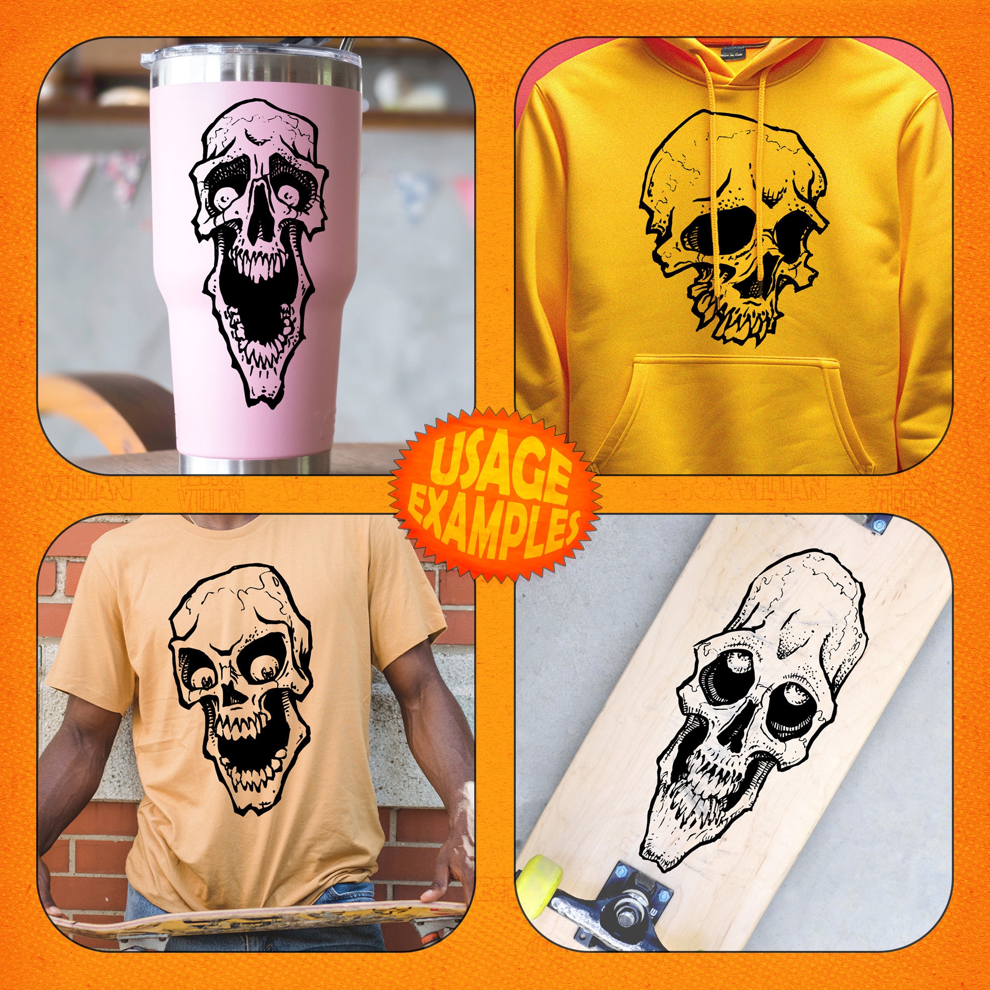 SKULLS SVG Bundle 9 Skull Characters Halloween Clipart Svg Vector ...