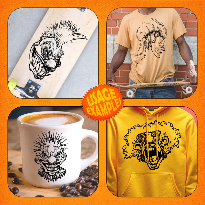 CLOWNS SVG Bundle | 9 Clown Characters Halloween Clipart Svg Vector ...