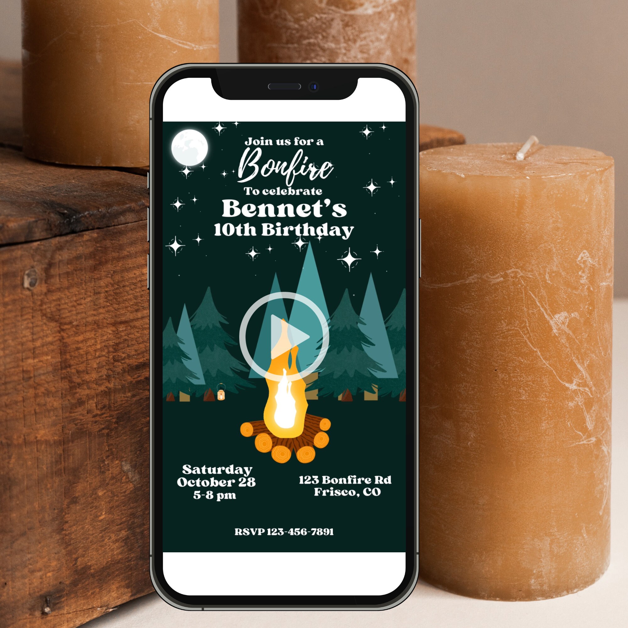 Bonfire Birthday Invitation Animated Birthday Invitation Bonfire Party ...