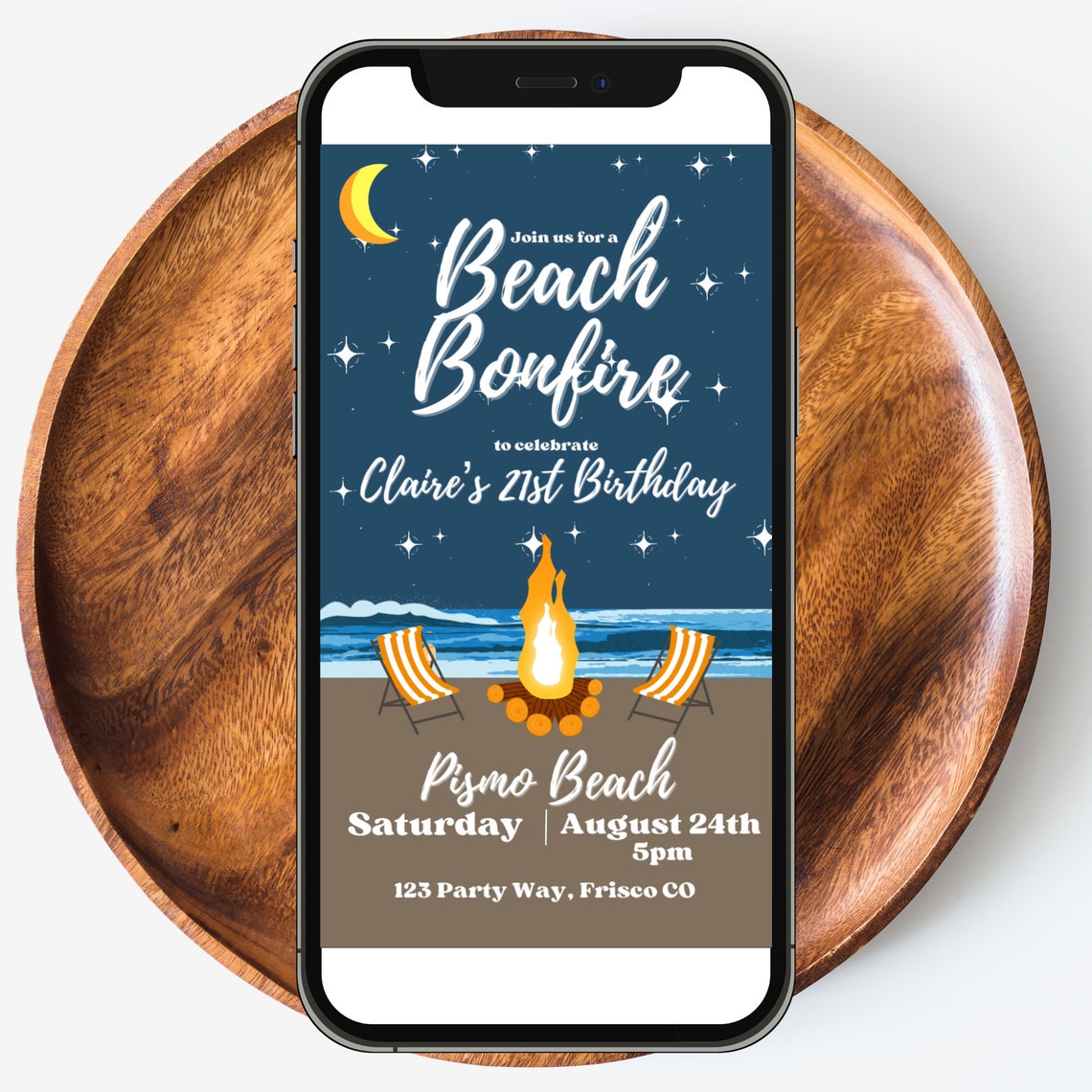 Beach Bonfire Invitation 21st Birthday Invitation Bonfire 50th Birthday ...