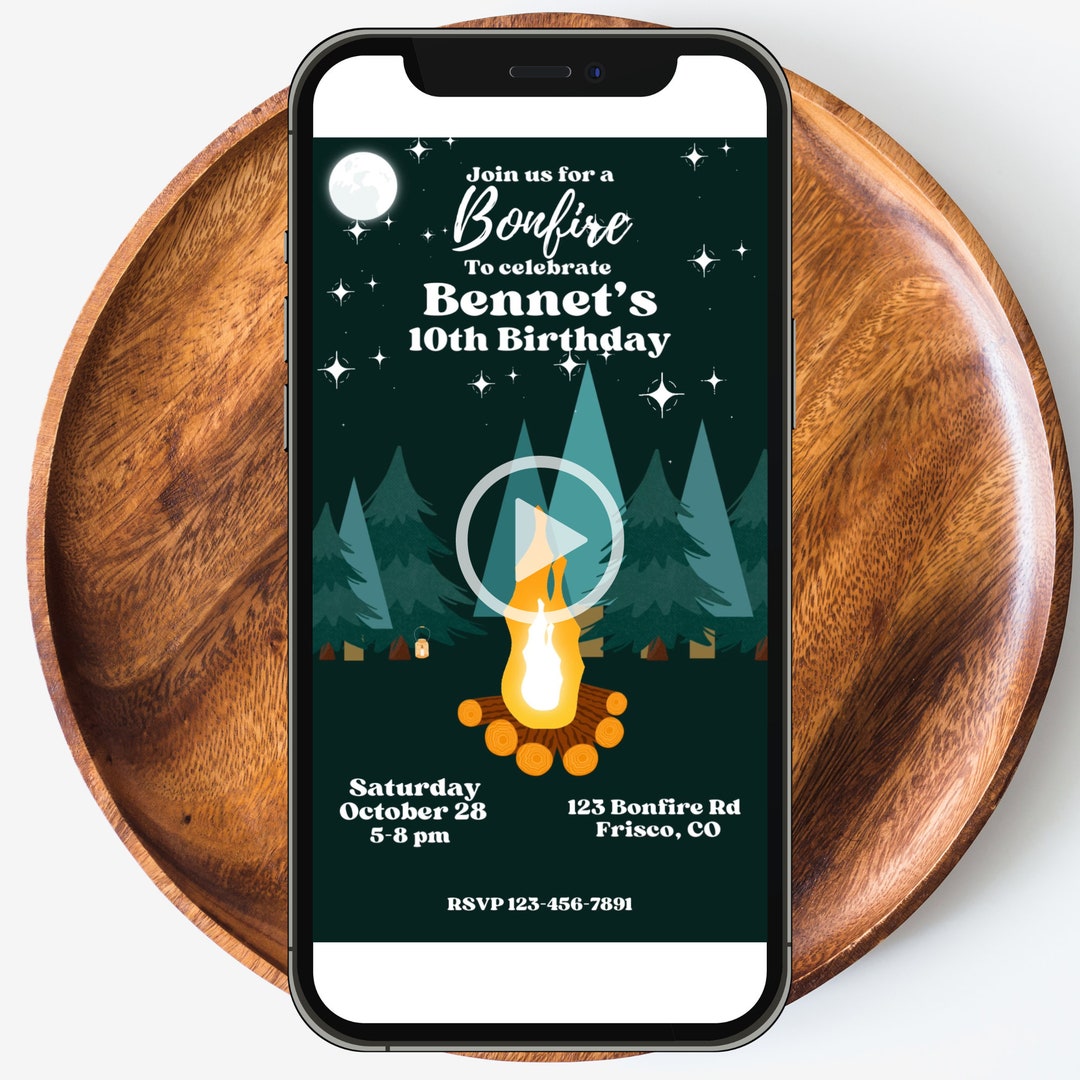 Bonfire Birthday Invitation Animated Birthday Invitation Bonfire Party ...