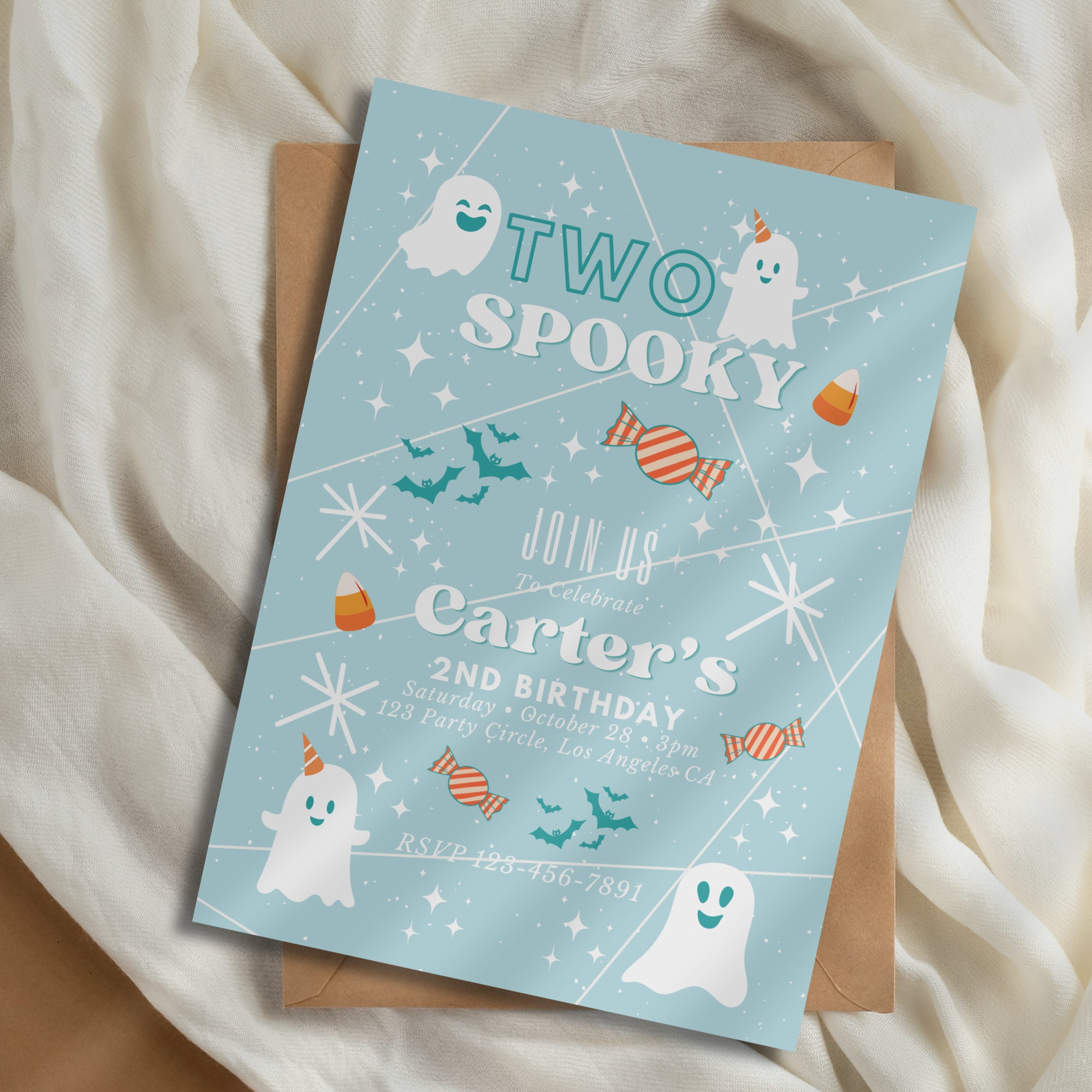 Second Birthday Invitation Two Spooky Birthday Party - Etsy