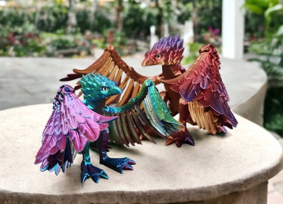3D Printed Articulated Phoenix: Rainbow Flexi Desktop Decor - Etsy UK
