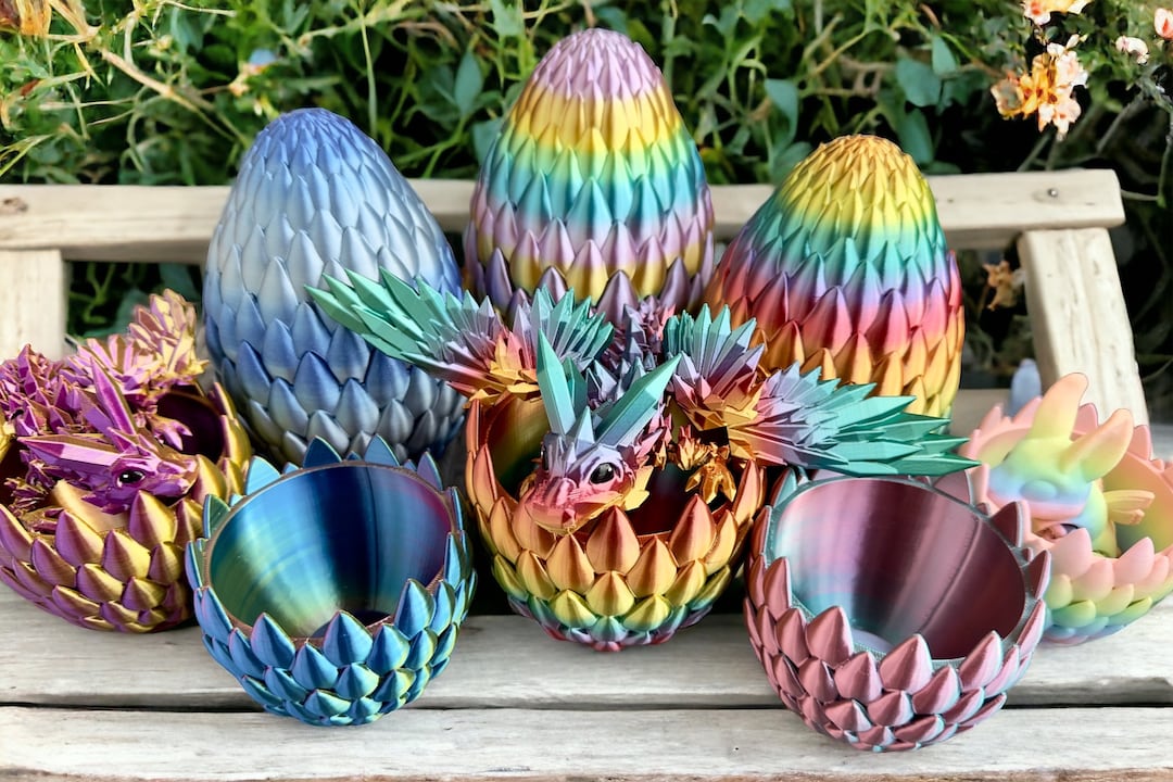 3D Printed Dragon Egg: Colorful Fidget Toy, Desk Decor - Etsy