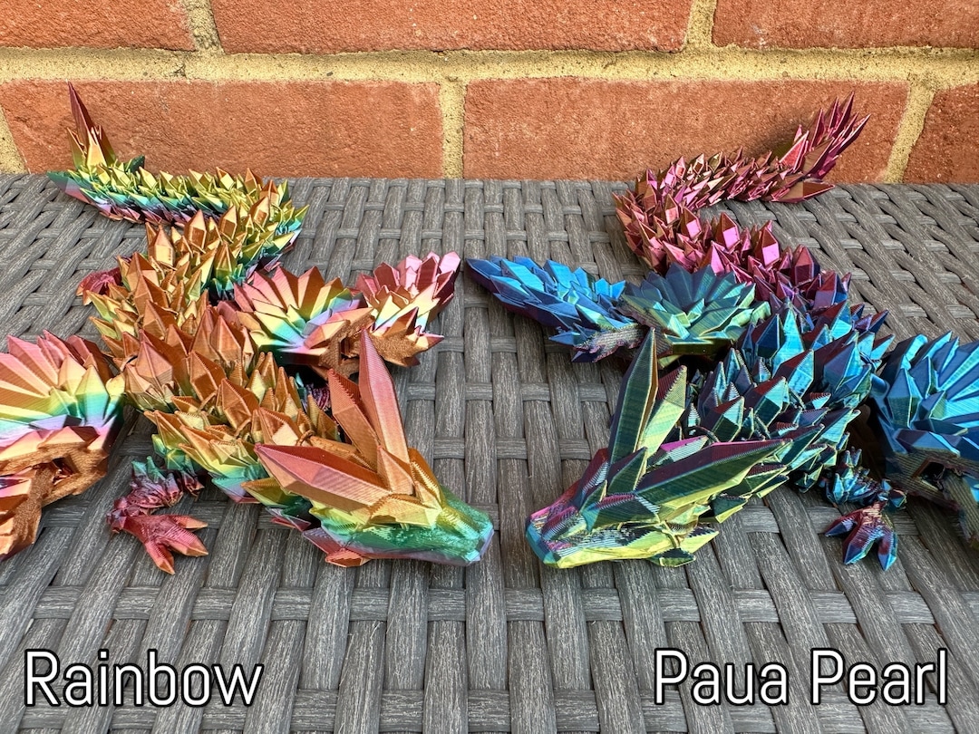 3D Printed Rainbow Dragon, Crystalwing Dragon | Winged Crystal Dragon ...