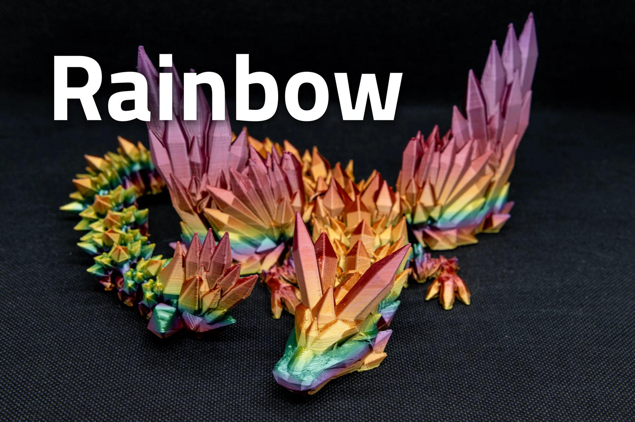 3D Printed Rainbow Dragon Crystalwing Dragon Winged Crystal - Etsy