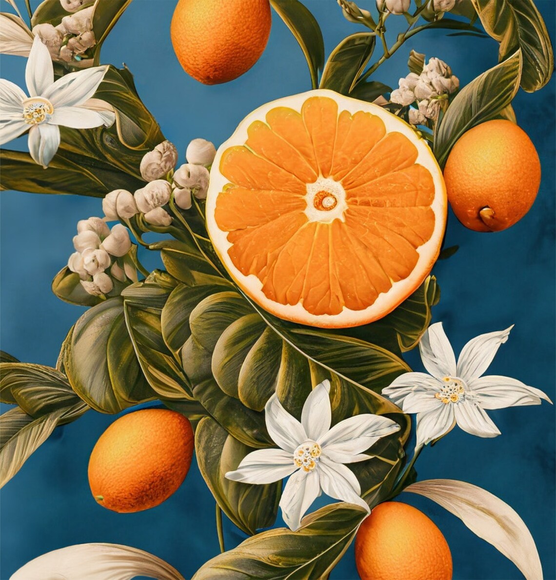 Orange Tree in Bloom Printable Wall Art, French Botanical Citrus Tree ...