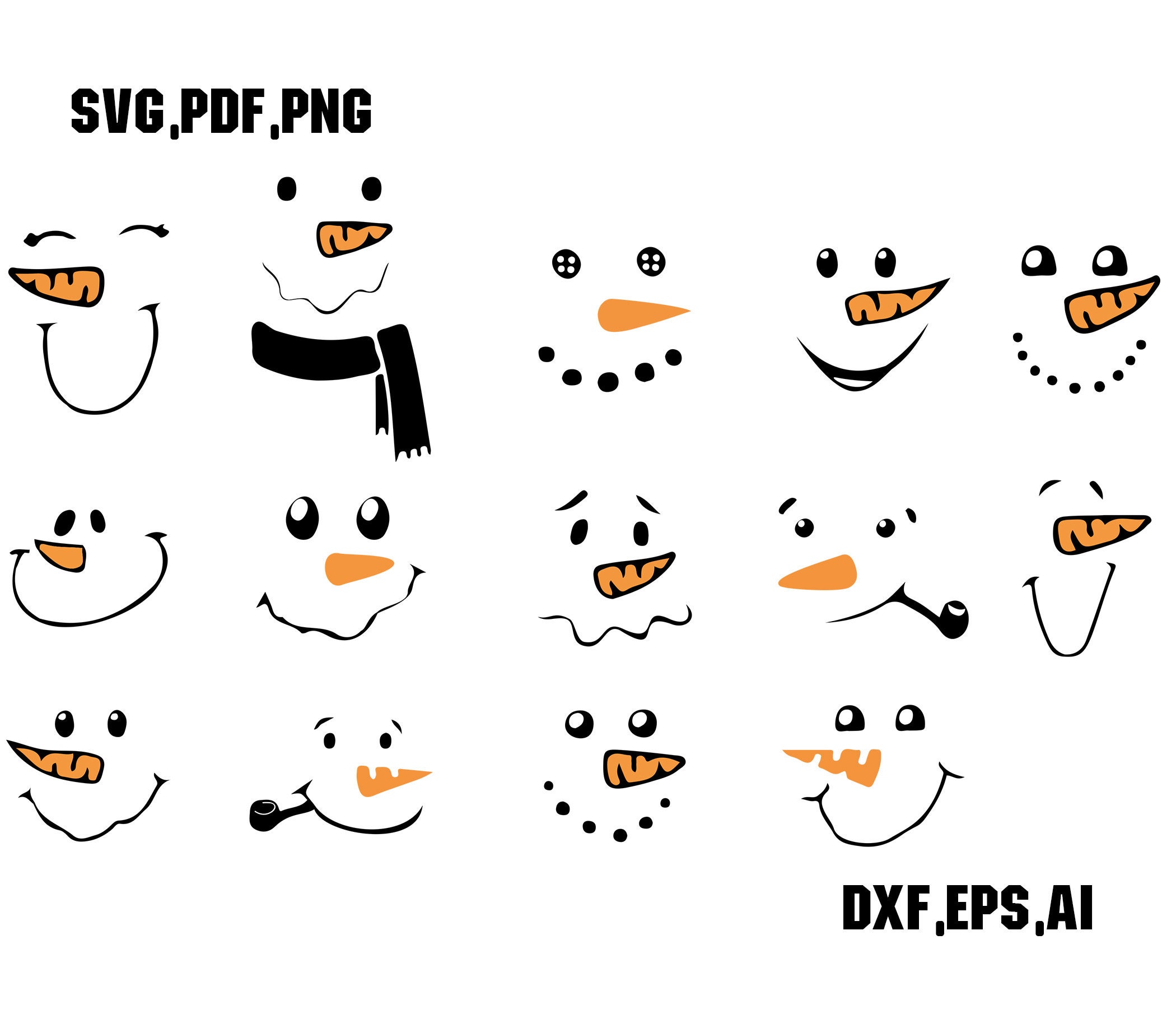 Snowman Svg, Cute Snowman Face SVG Lady & Man Face Boy Girl, Christmas ...