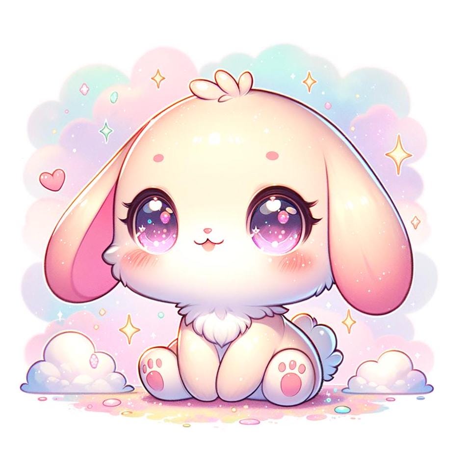Cute Chibi Rabbit Clipart / Kawaii Bunnies Digital Files - Etsy