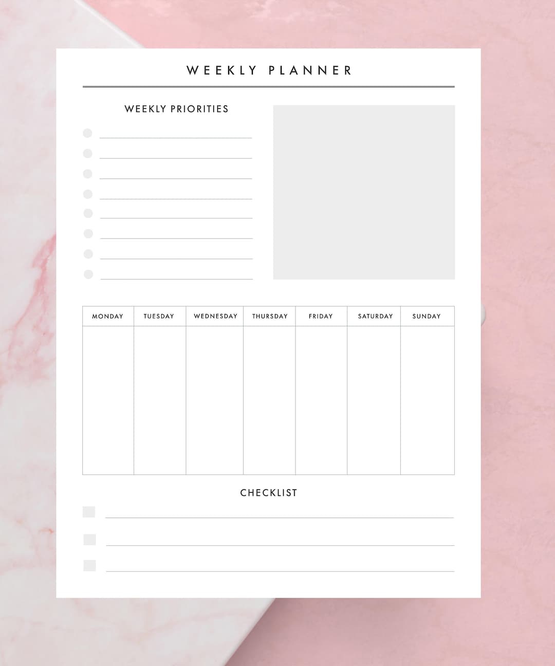 Minimalist Weekly Planner: Elegant Typography, Printable 8.5x11 (PDF ...