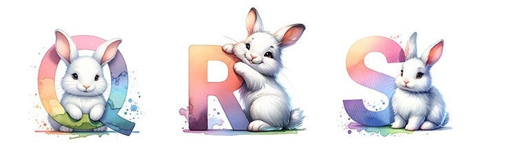 Cute Printable Alphabet Clip Art With Bunnies / Animal Alphabet ...