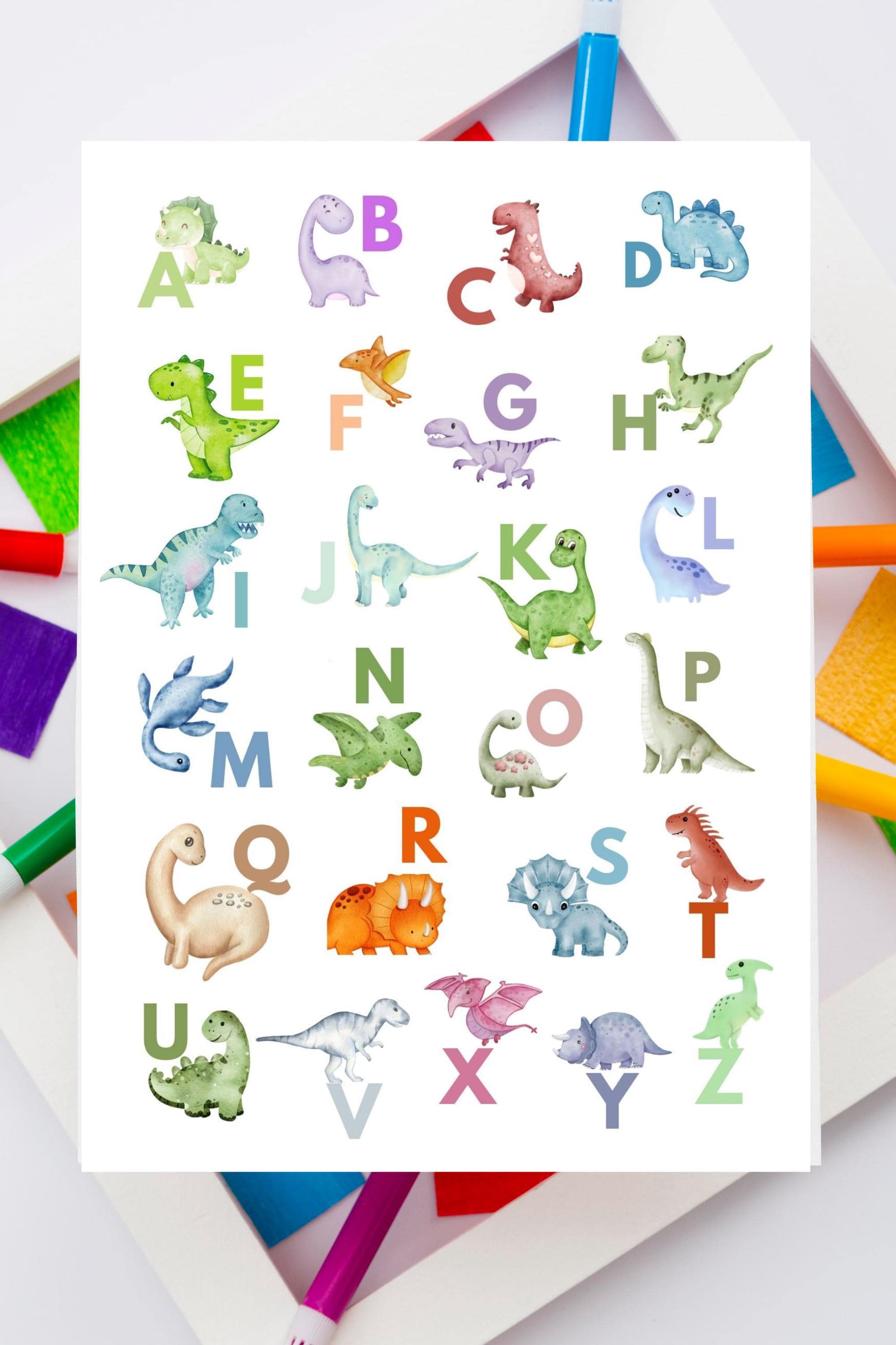 Dinosaur Alphabet Poster Instant Download / Dinosaurs ABC Kindergarden ...