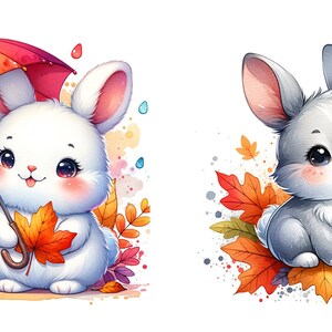 Autumn Bunny Digital Files Cute Bunny Clip Art - Etsy