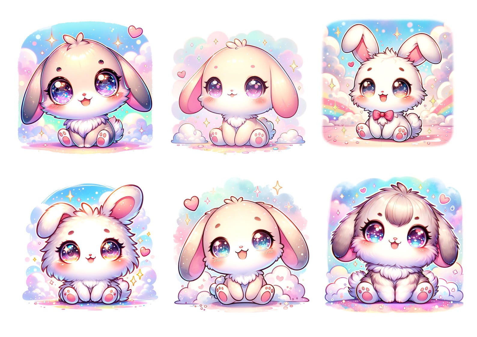 Cute Chibi Rabbit Clipart / Kawaii Bunnies Digital Files - Etsy