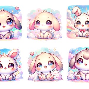 Cute Chibi Rabbit Clipart / Kawaii Bunnies Digital Files - Etsy
