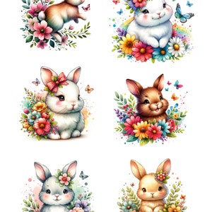 Summer Bunny Digital Files Cute Bunny Clipart - Etsy