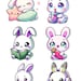 6 Cute Chibi Rabbits Clipart / Kawaii Bunnies Digital Files - Etsy