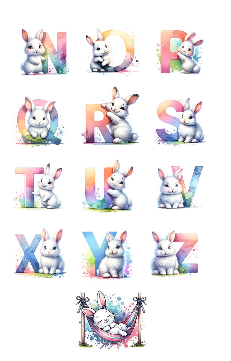 Cute Printable Alphabet Clip Art With Bunnies / Animal Alphabet ...