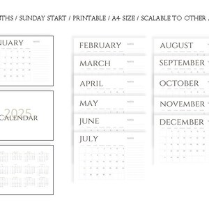 2025 Minimalist Calendar: Monthly Planner With Notes (A4 PDF) - Etsy