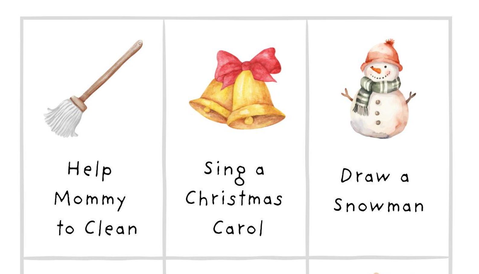 Christmas Advent Calendar Activity Cards, Printable Advent Activity for ...
