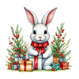 Christmas Bunny Digital Files / Christmas Clip Art Cute Bunnies ...