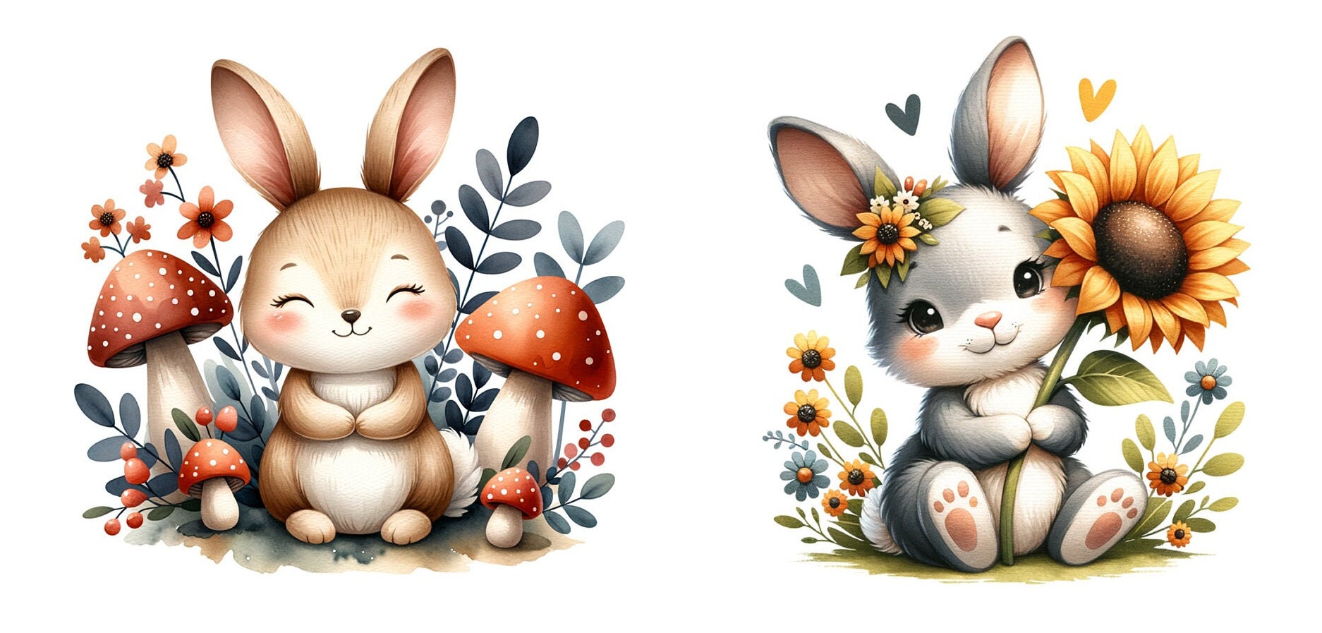 Autumn Bunny Digital Files Cute Bunny Clip Art Printable Rabbit - Etsy