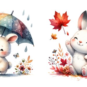 Autumn Bunny Digital Files Cute Bunny Clip Art Printable Rabbit - Etsy