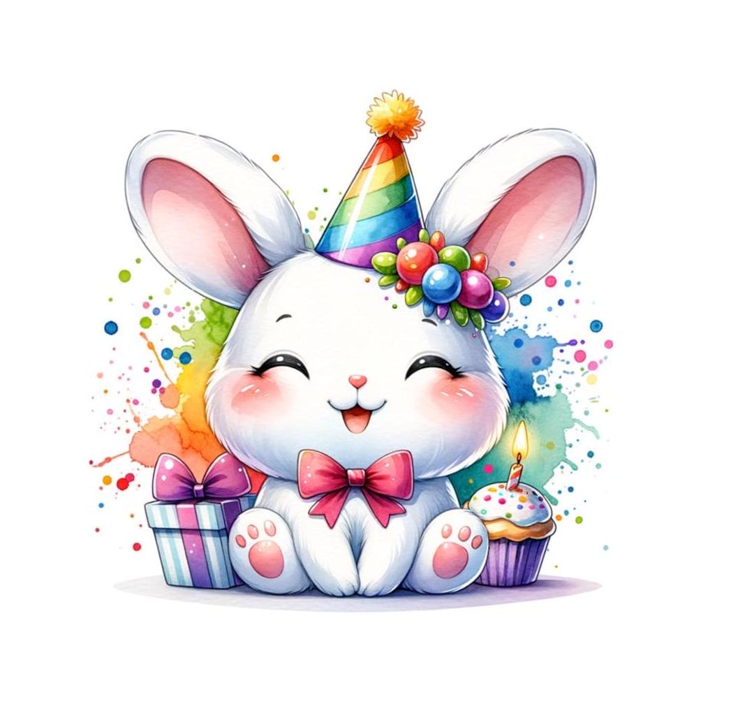 Birthday Bunny Digital Files Cute Bunny Clip Art - Etsy