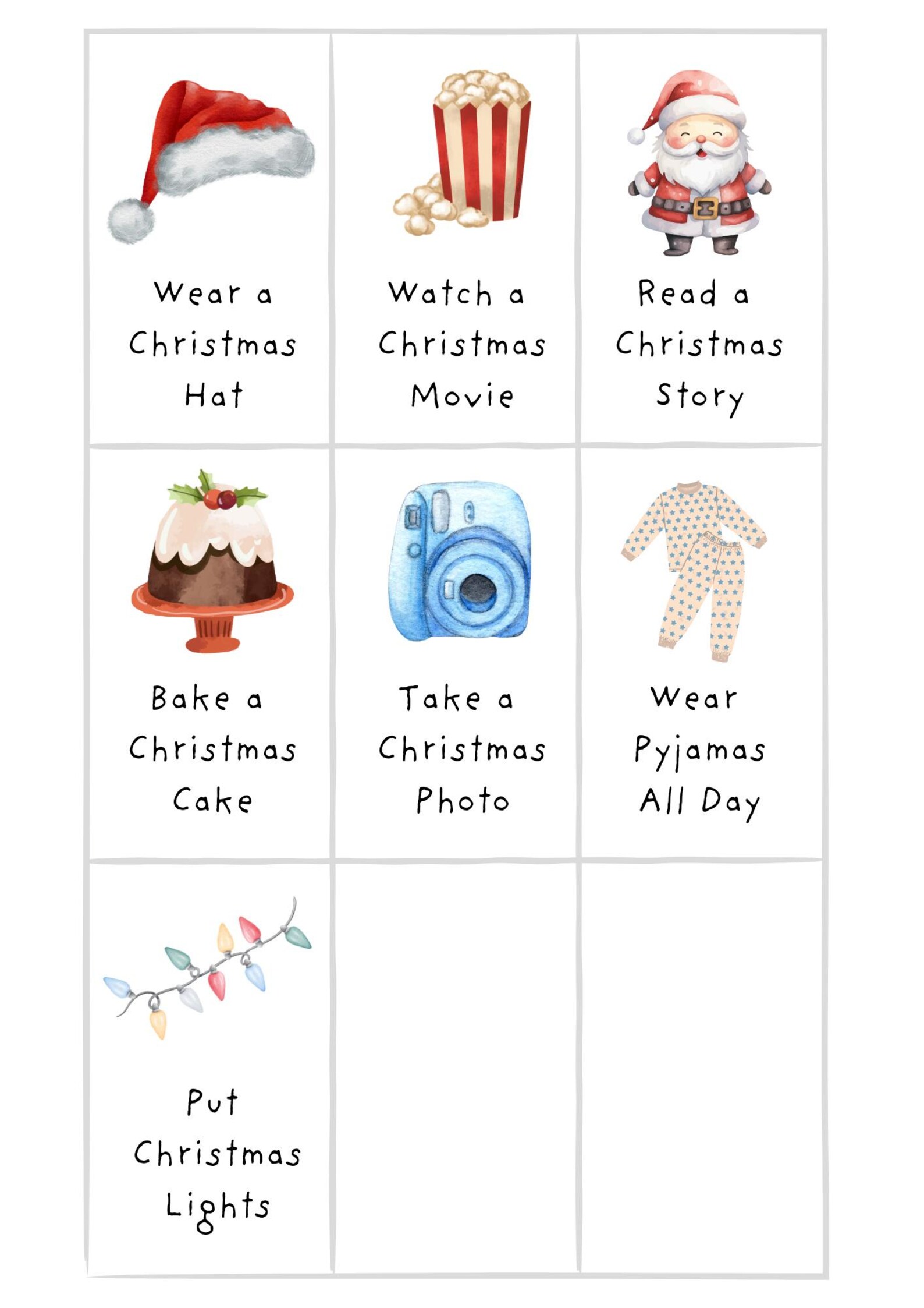 Christmas Advent Calendar Activity Cards, Printable Advent Activity for ...