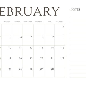 2025 Minimalist Calendar: Monthly Planner With Notes (A4 PDF) - Etsy