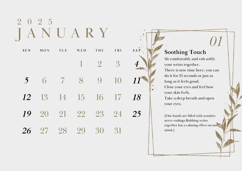 2025 Calendar / Printable Monthly Calendar Template / Minimalist ...