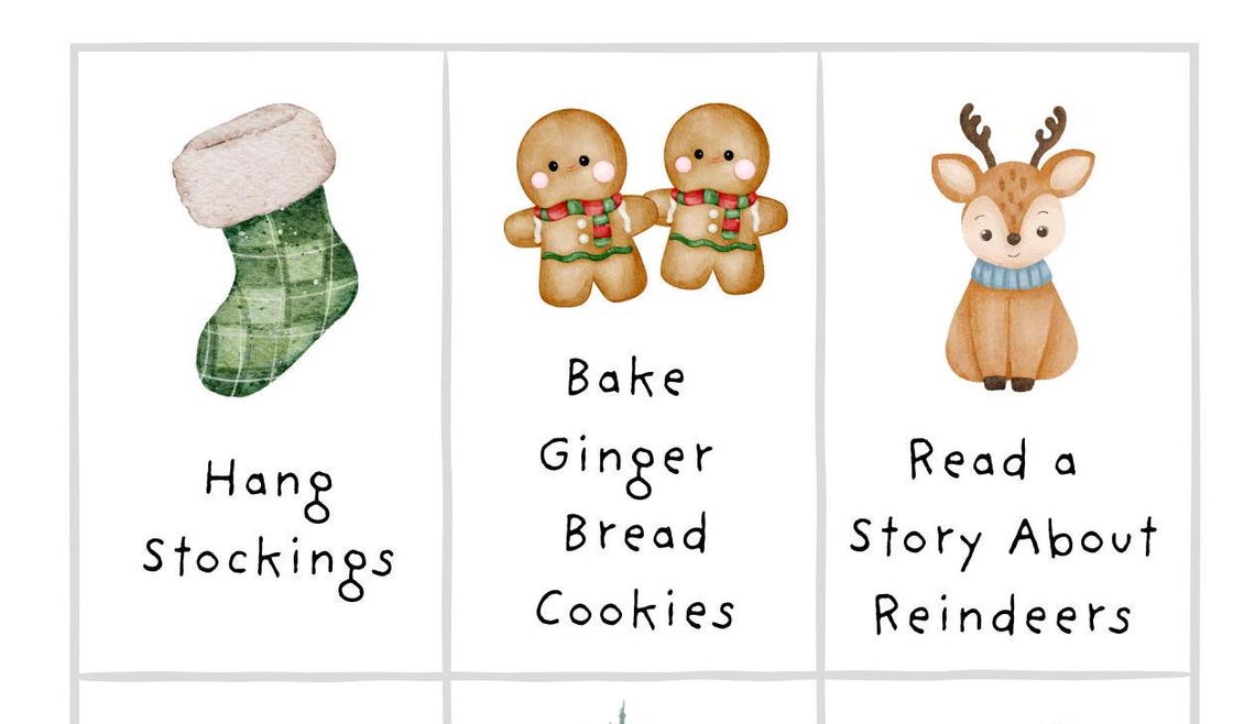 Christmas Advent Calendar Activity Cards, Printable Advent Activity for ...