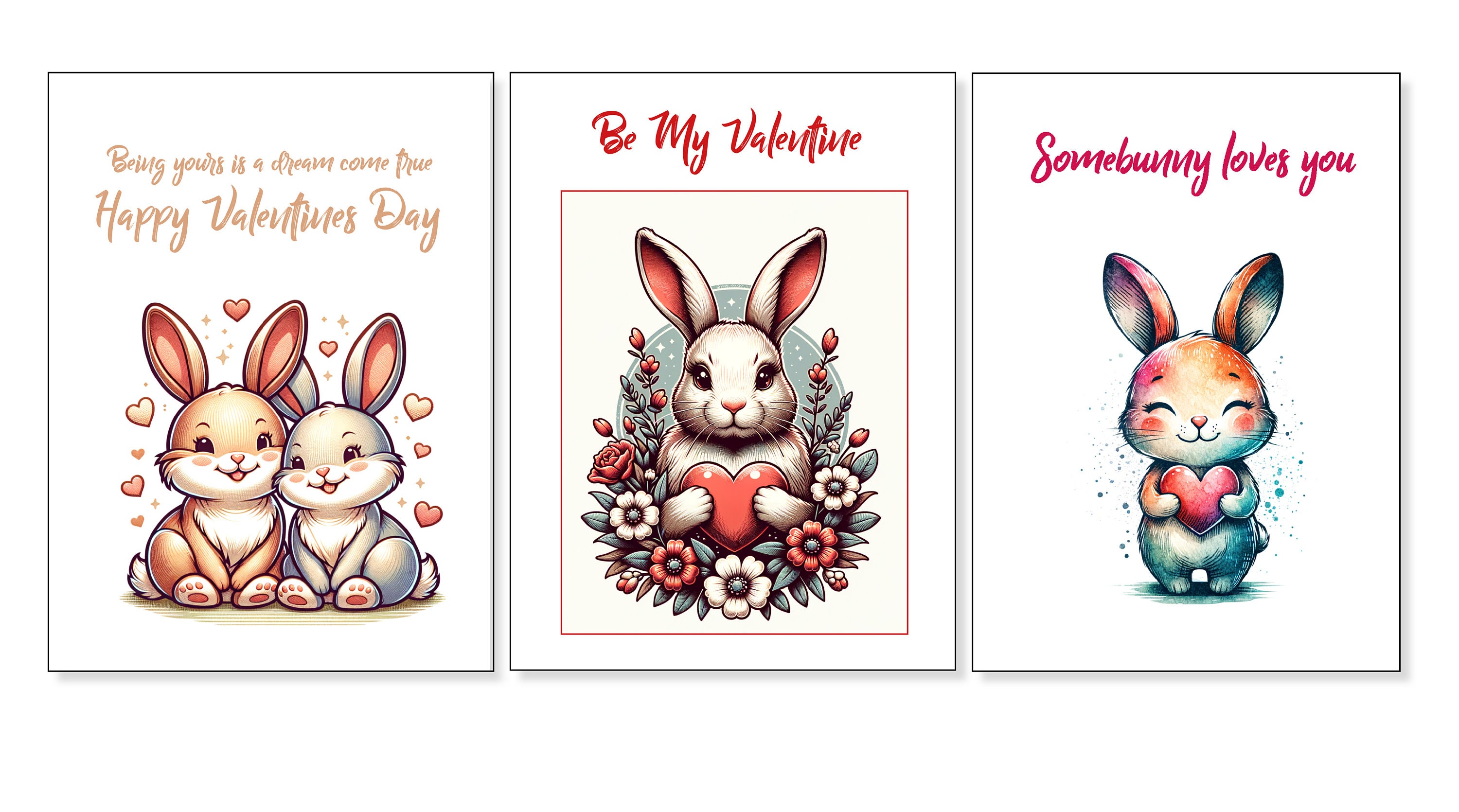 Printable Valentine Cards, Digital Valentine's Prints, Set of 3 - Etsy