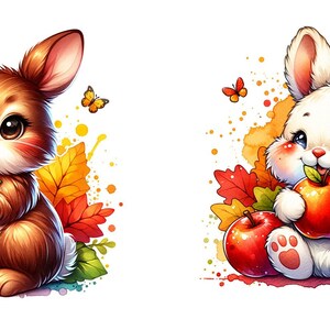 Autumn Bunny Digital Files Cute Bunny Clip Art - Etsy