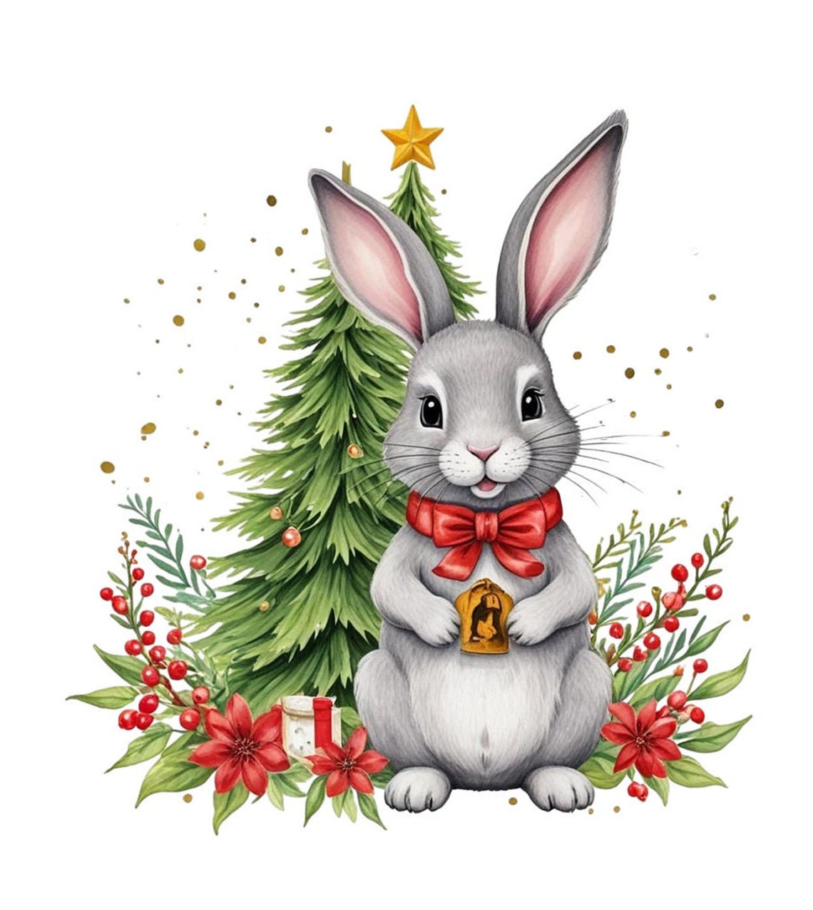 Christmas Bunny Digital Files / Christmas Clip Art Cute Bunnies ...