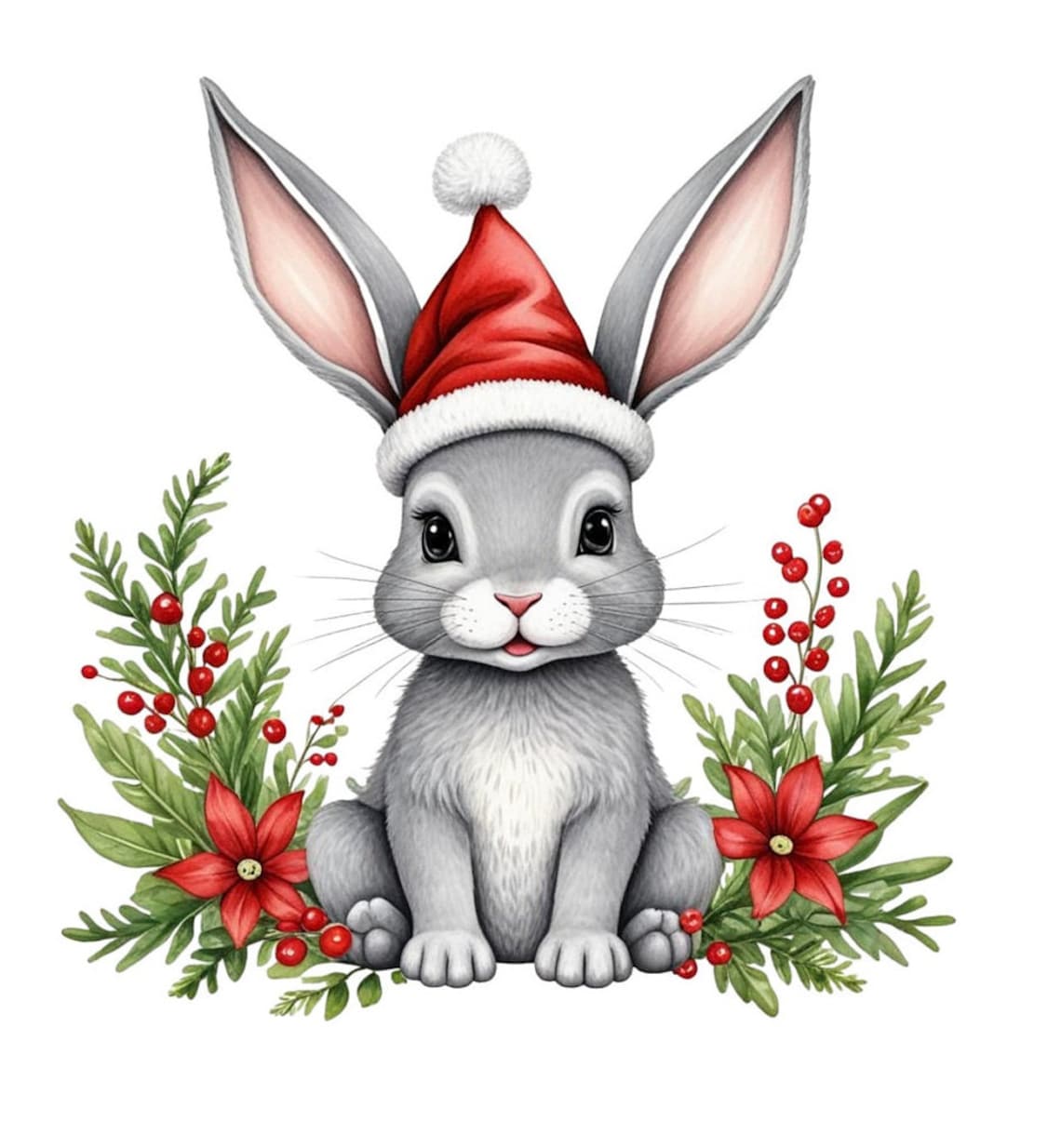 Christmas Bunny Digital Files / Christmas Clip Art Cute Bunnies ...