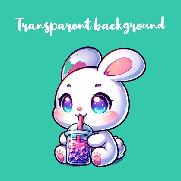 6 Cute Chibi Rabbits Clipart / Kawaii Bunnies Digital Files - Etsy