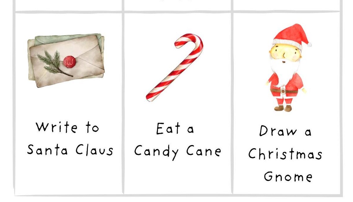 Christmas Advent Calendar Activity Cards, Printable Advent Activity for ...