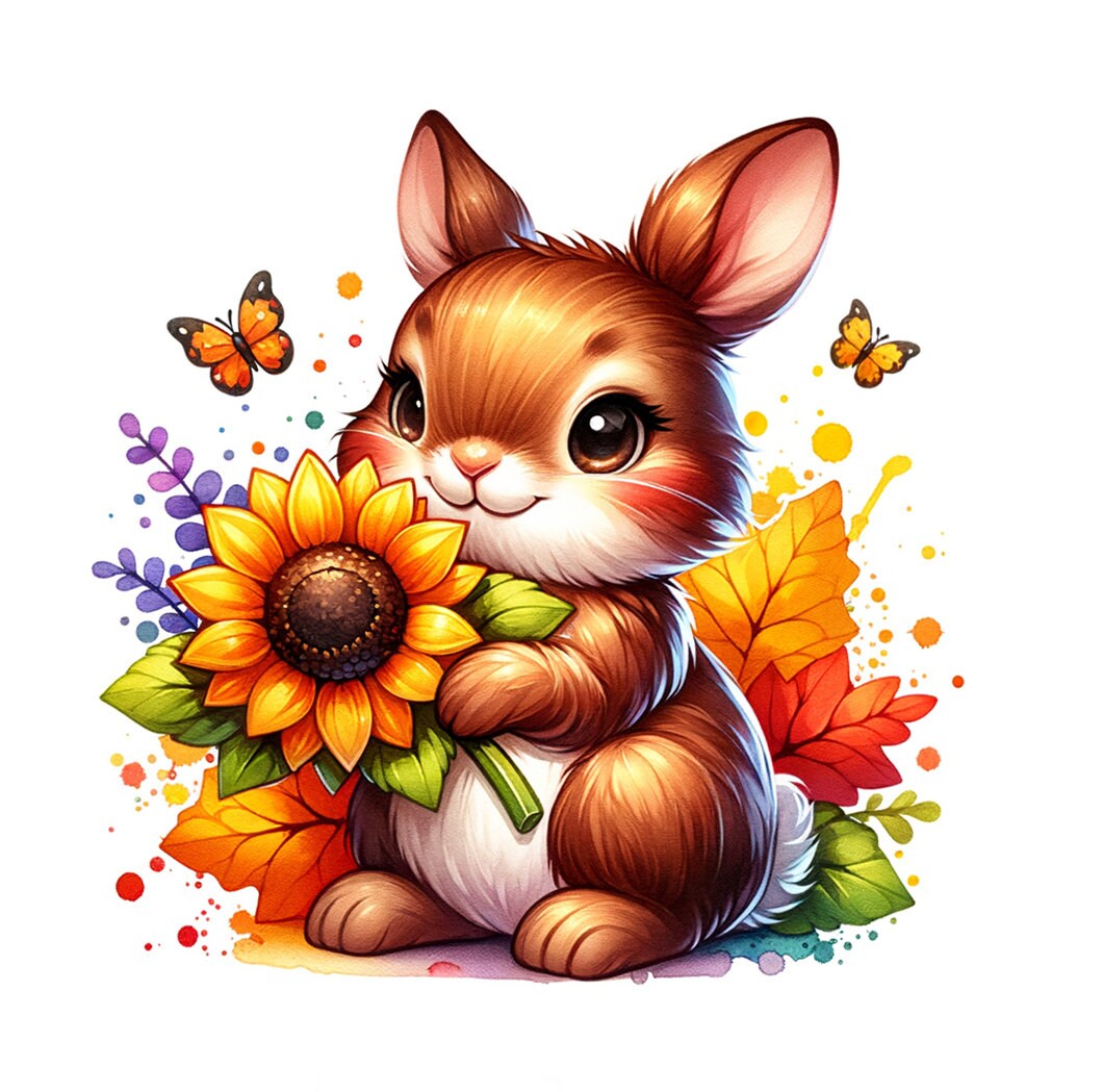 Autumn Bunny Clip Art, Cute Fall Animals (digital Download) - Etsy